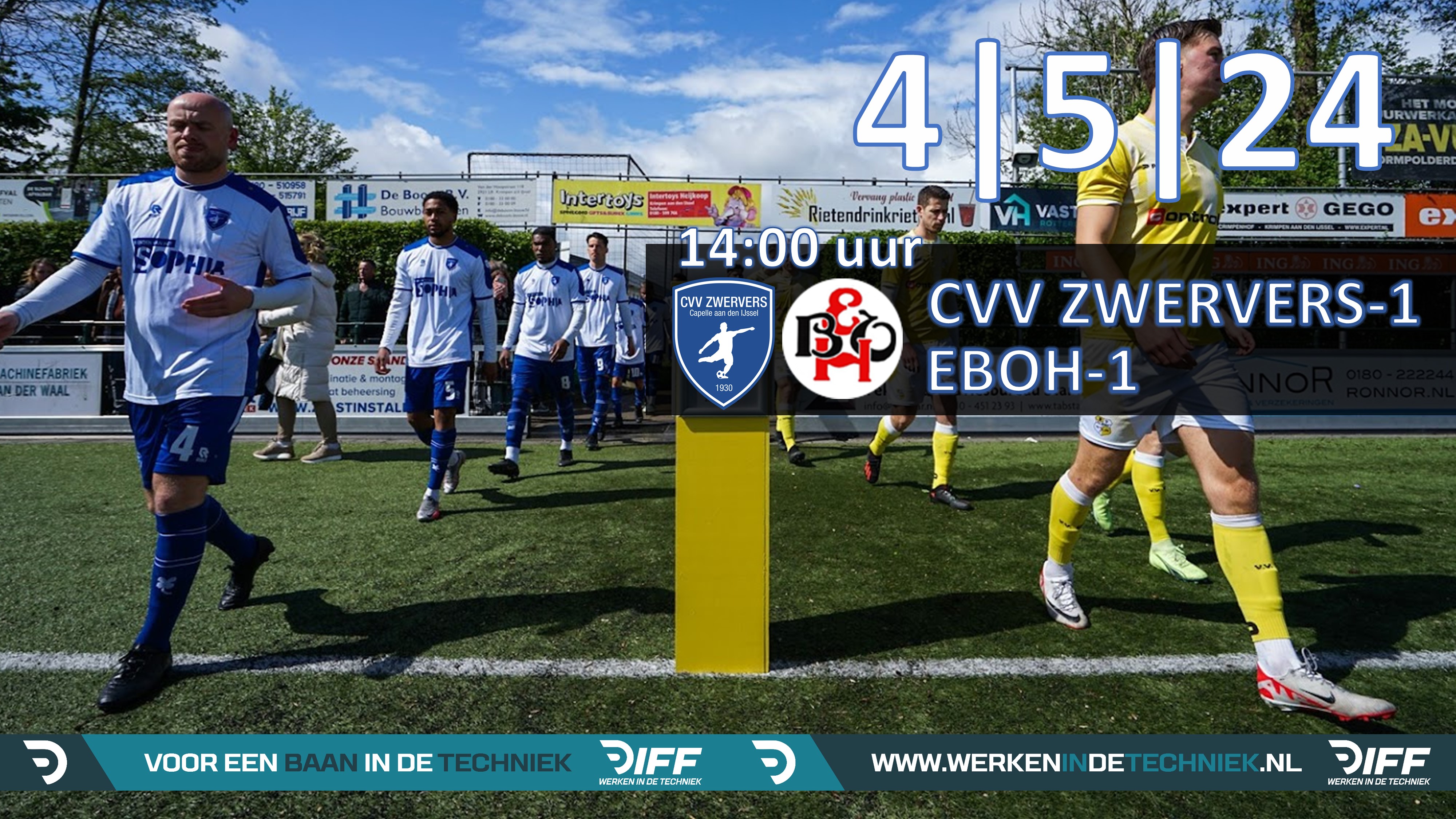 Zaterdag 4 mei: Zwervers-1 thuis tegen EBOH-1 - CVV Zwervers